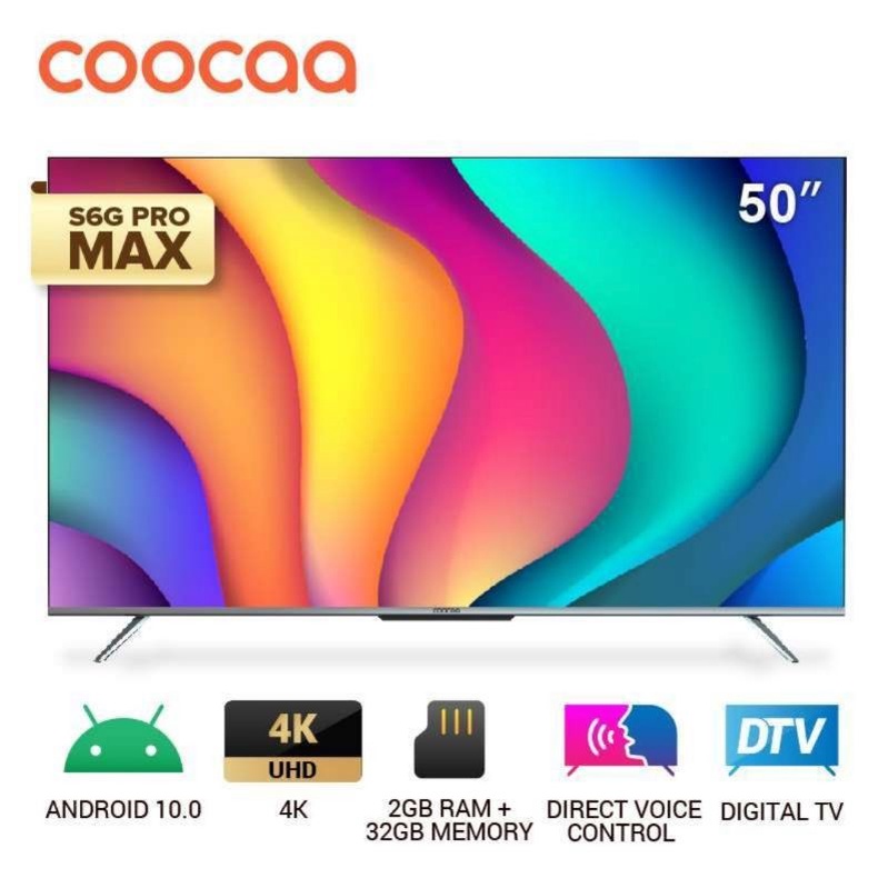 Jual Coocaa Android Smart TV 50 inch 4K UHD 50S6G Pro Max - Garansi Resmi | Shopee Indonesia