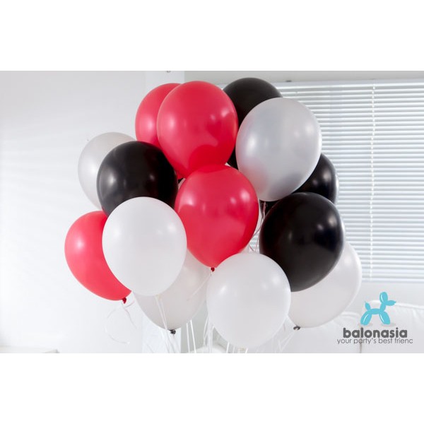Jual Balon Latex Metalik Mix 30 pcs (hitam, putih, silver, merah ...