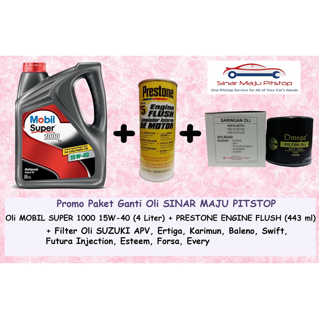 Jual Promo Paket Ganti Oli MOBIL SUPER 15W-40 API SN 4L & Filter Oli ...