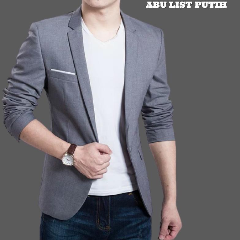 Jual Blazer Casual Pria Slimfit Korea Street Style Cowok Premium ...