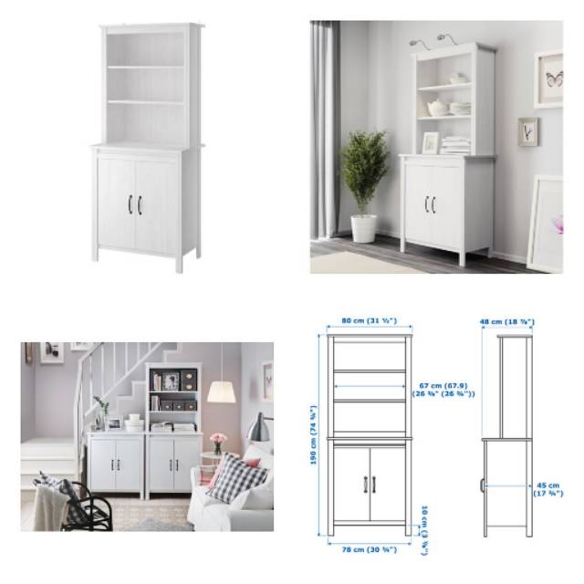 Jual BRUSALI Kabinet lemari rak tinggi dengan pintu, putih, 80x48x190 ...