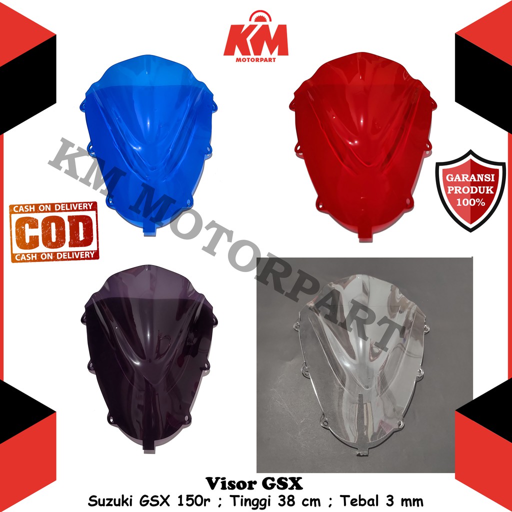 Jual Kaca Visor Windshield Gsx r150 Jenong Hitam Merah Biru Bening ...