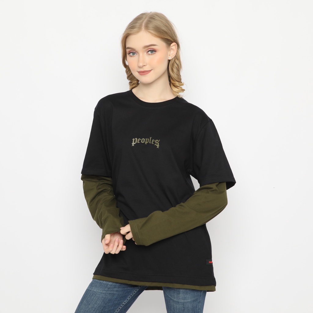 Jual Peoples kaos double layer pria unisex LOGO - Hitam olive | Shopee ...