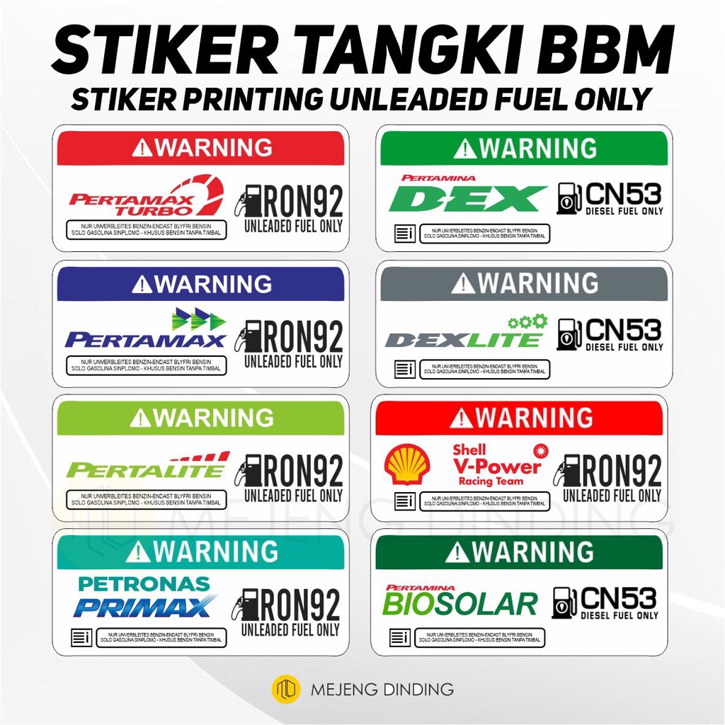 Jual Sticker Printing Unleaded Fuel Only // Stiker Tangki Bensin BBM ...