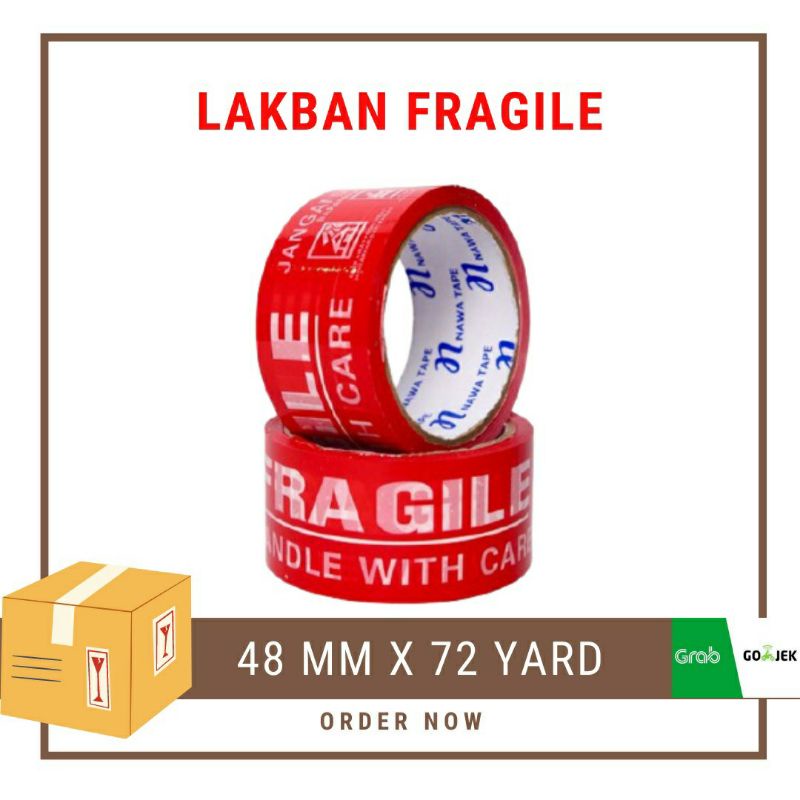 Jual Lakban Fragile Merah Jangan dibanting 48mm x 72 yard Isolasi ...