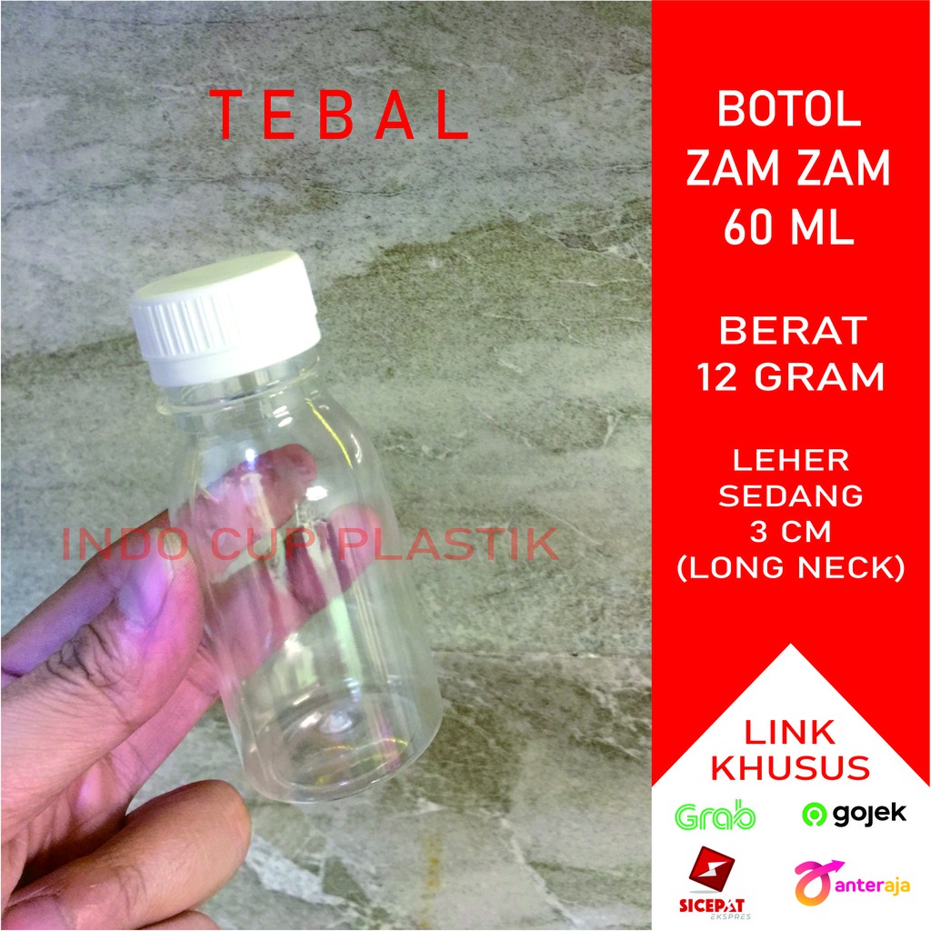 Jual Botol Plastik 60 ml 80ml Tebal Botol Zam Zam Botol Jelly Long Neck ...