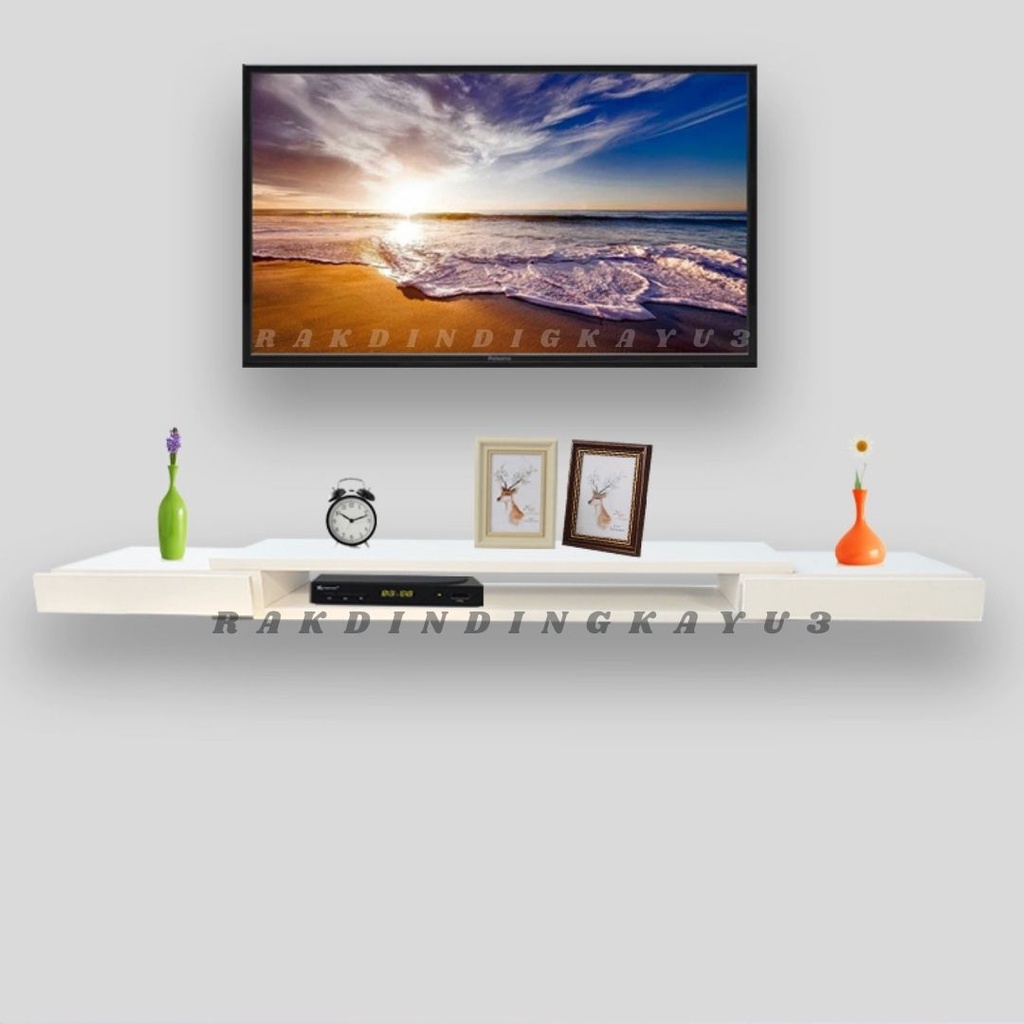 Jual Rak TV Dinding Tempel Minimalis Gantung Serbaguna Rak dvd ps home ...