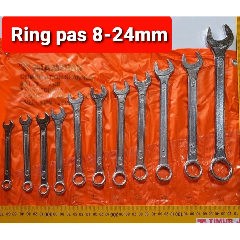 Jual DIAMOND Kunci Ring Pas Set 11 pcs 8 - 24 mm | Shopee Indonesia