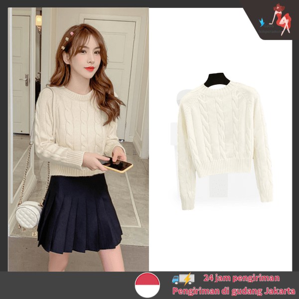 Jual Karley - Sweater Putih Wanita Rajut Oversize Baju Wanita Kekinian ...