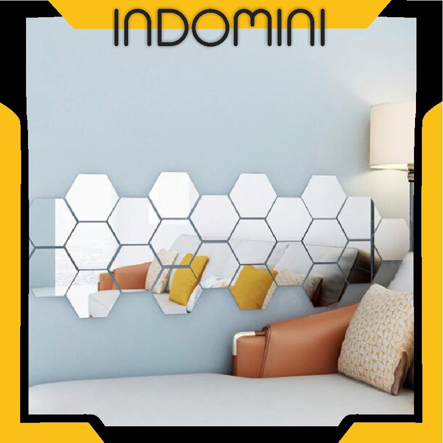 Jual INDOMINI Stiker Cermin Hiasan Dinding Anti Pecah Segi Enam Tempel ...