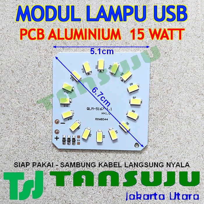 Jual Modul Lampu USB Lampu Emergency 15 Watt PCB Aluminium Input DC 3V ...