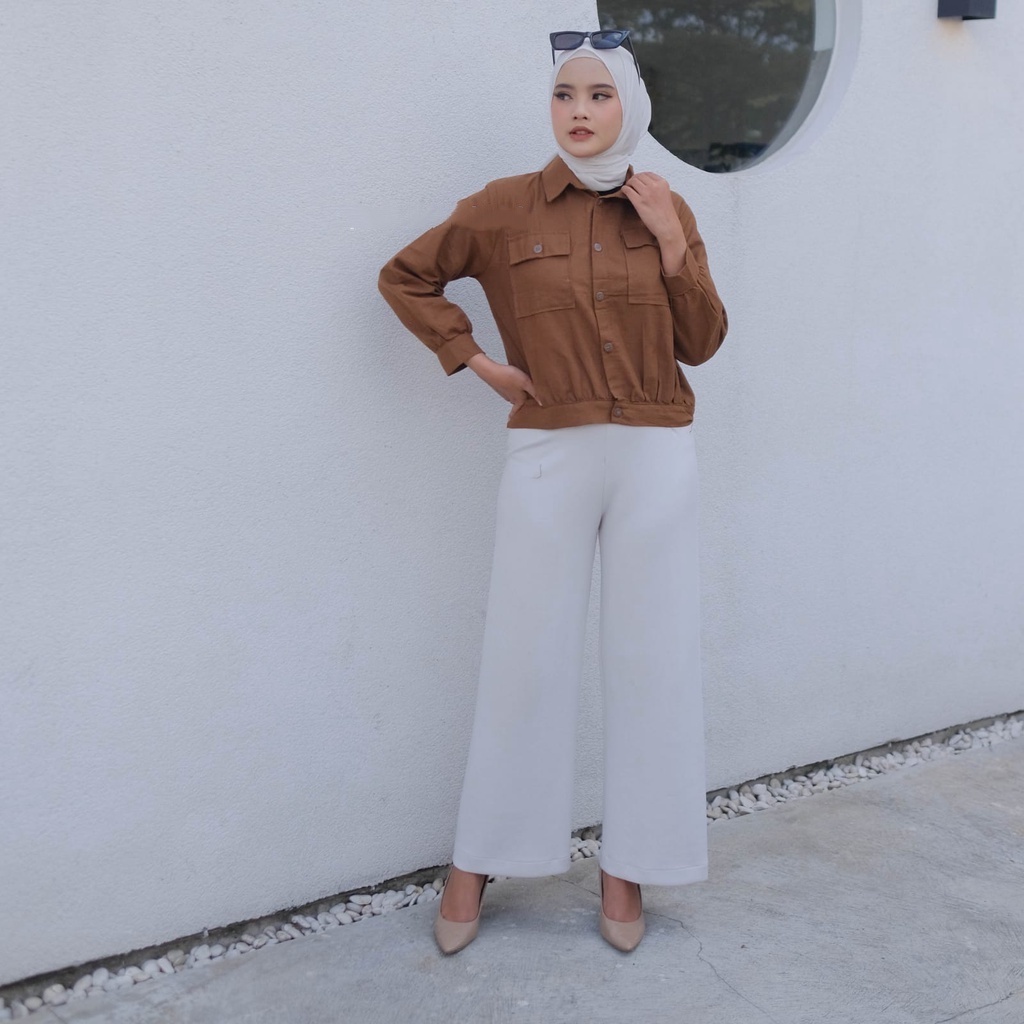 Jual Outer Crop Wanita - Outer Linen - Kemeja Wanita Croptop - Outer ...