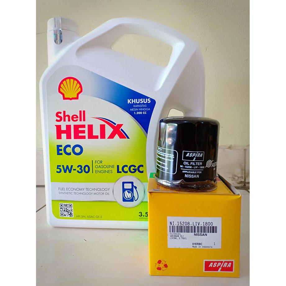 Jual PAKET SUPER Oli Shell Helix Eco 5W-30 + Filter Oli Datsun Go/ Go+ ...