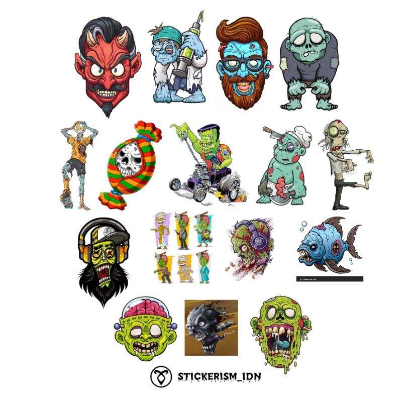 Jual STICKER / STIKER ZOMBIE CARTOON TAHAN AIR TEMPELAN LAPTOP DAN ...