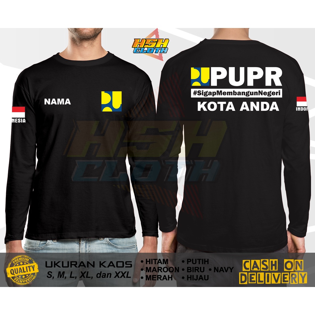 Jual Baju Kaos Pria Distro Sablon DTF PUPR CUSTOM NAMA DAN KOTA sigap membangun bangsa ...