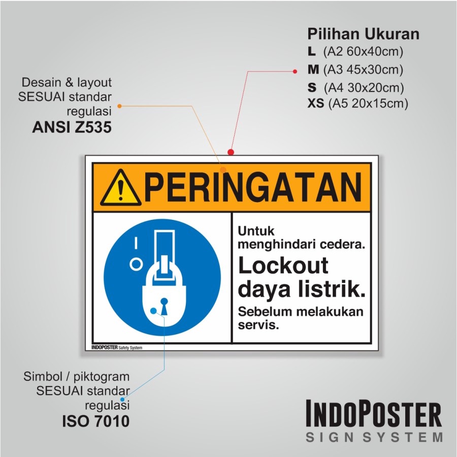 Jual Stiker K3 Safety Sign Standar ANSI ISO Lockout LOTO Daya Listrik ...