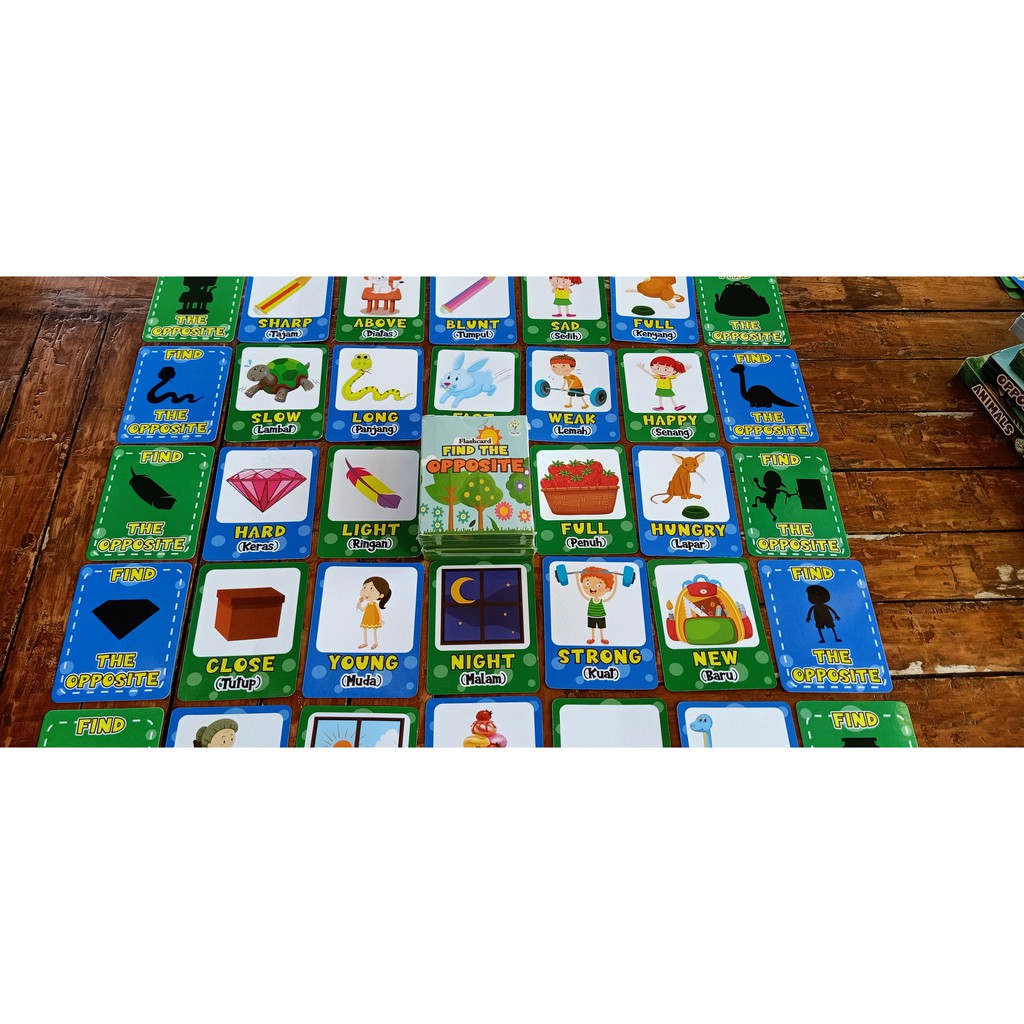 Jual TERMURAH FLASHCARD Hewan / Flashcard benda / Flashcard Lawan kata ...