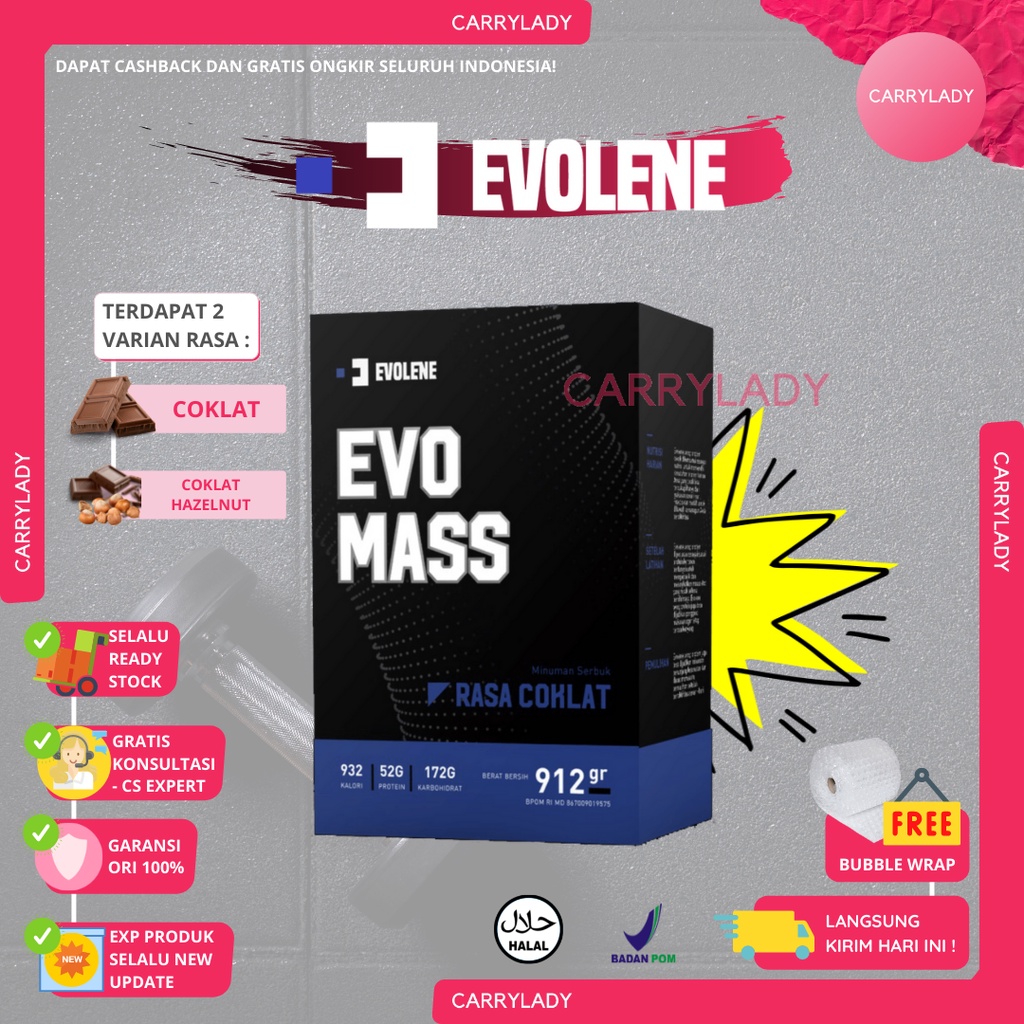 Jual EVO MASS COKLAT 912GR BPOM HALAL EVOLENE SUSU PROTEIN SUPLEMEN FITNESS EVOMASS MAS 2 LBS ...