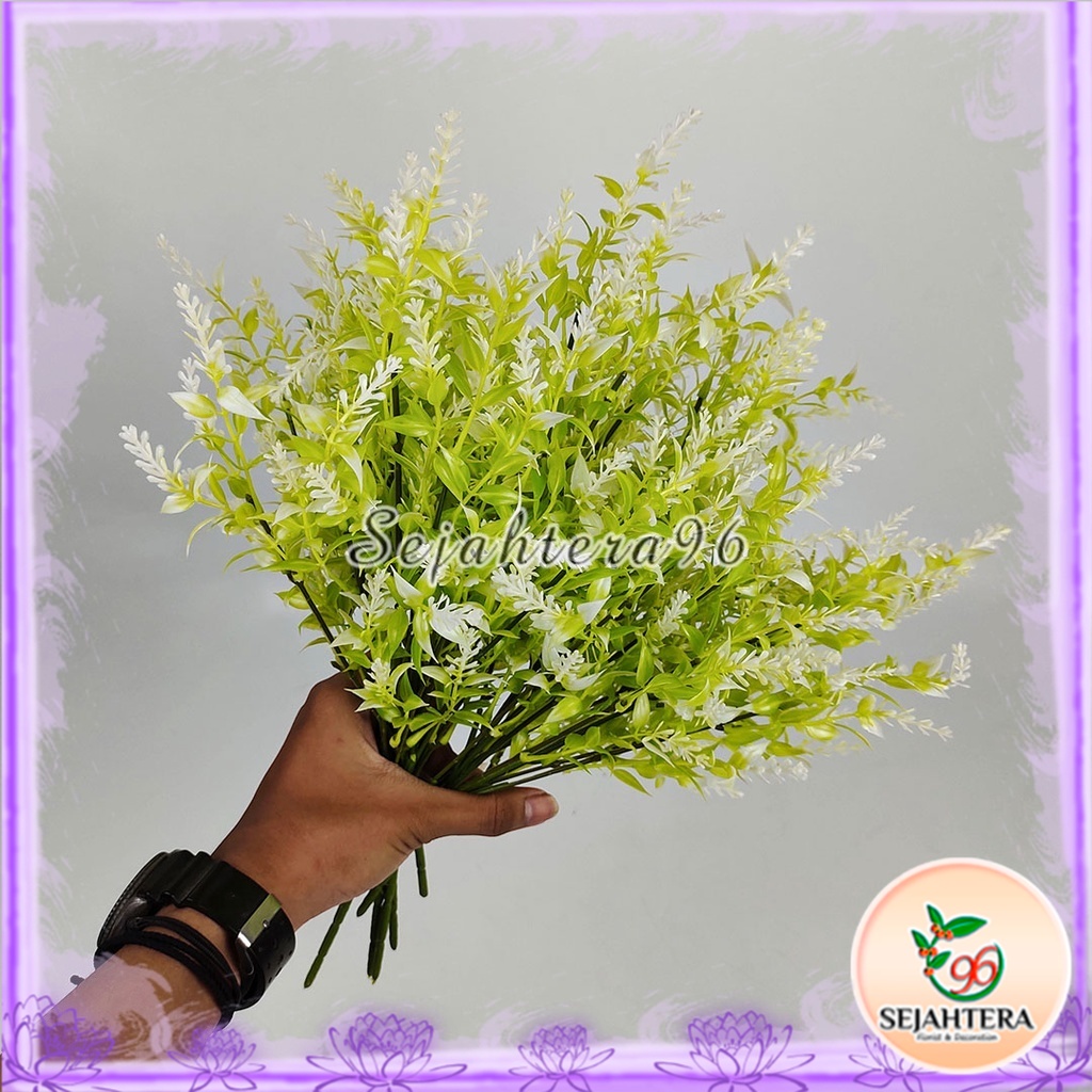 Jual Daun rumput LavenderACC Semak Kilap Cabang 5 - bunga artificial ...