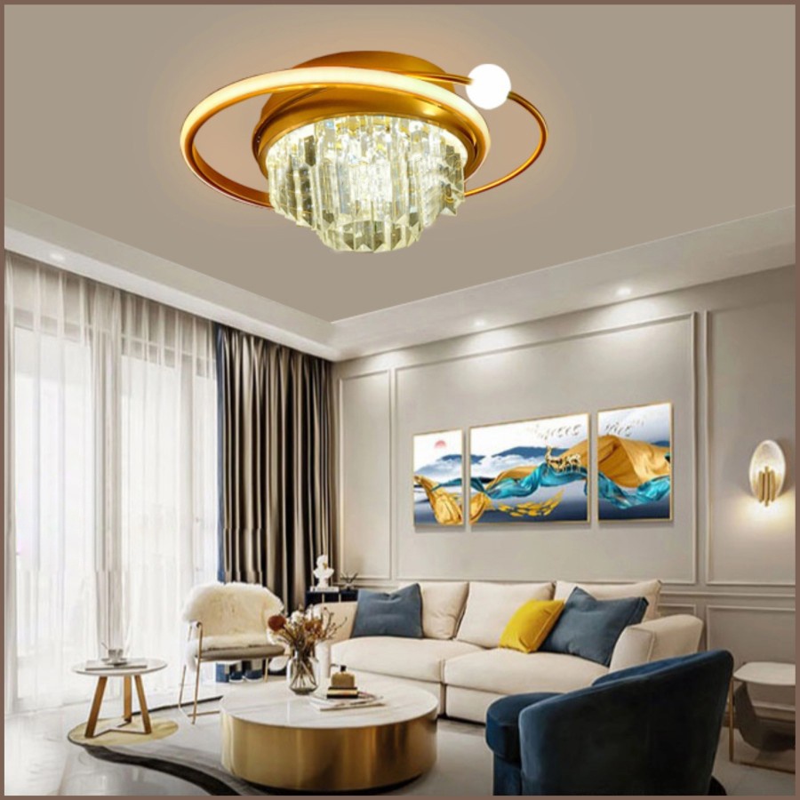 Jual Lampu plafon MODERN OVAL DOUBLE SQUARE LED CRYSTAL terang daya ...