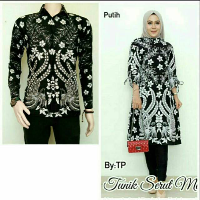 Jual Couple Tunik Batik merak couple batik modern | Shopee Indonesia
