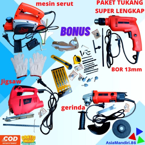 Jual PAKET TUKANG KAYU MURAH LENGKAP YUKIDO / TOOLKIT SET / PAKET 4 ...
