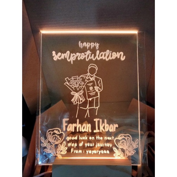 Jual kado ucapan Akrilik lampu LED USB custom gambar lineart | Shopee ...