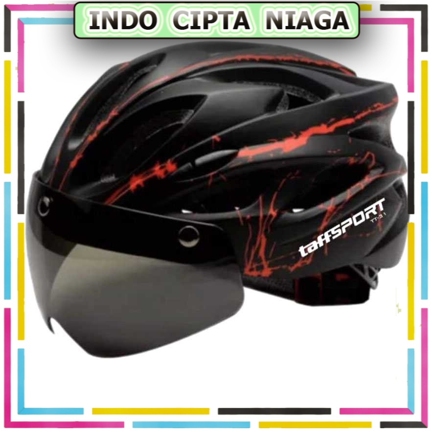 Jual TaffSPORT Helm Sepeda Cycling Bike Helmet Visor Removable Lens ...