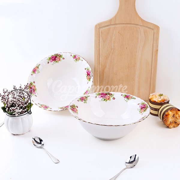 Jual Capodimonte Mangkuk Set Keramik Rose White 10" | Shopee Indonesia