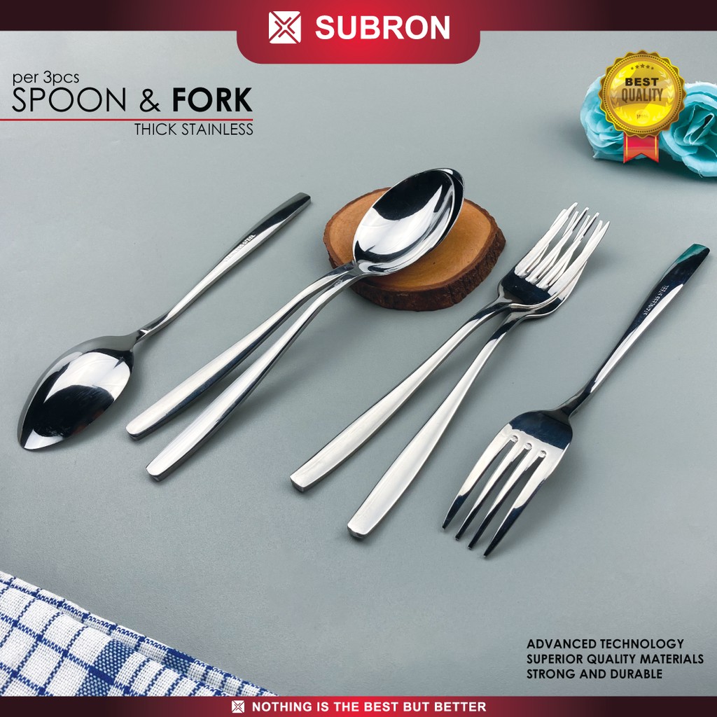 Jual SUBRON 3pcs Sendok Garpu Tebal Makan Besar Hotel Restoran ...