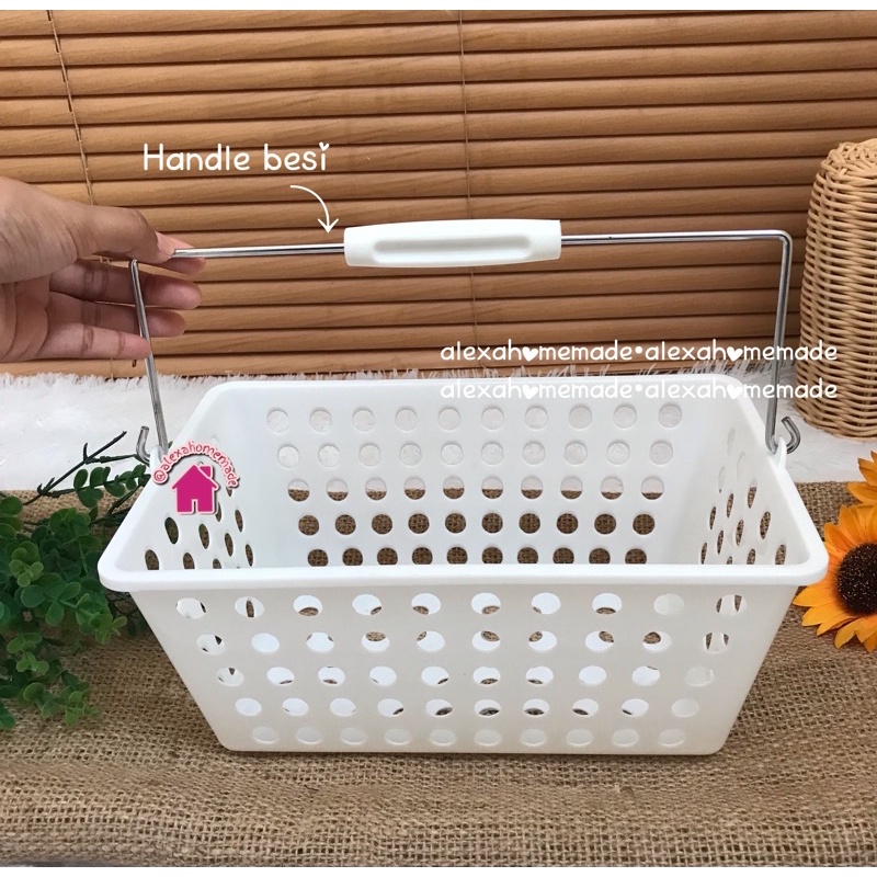 Jual Keranjang Handle Besi putih dan pink 30,5x18,5x23,5 - keranjang ...