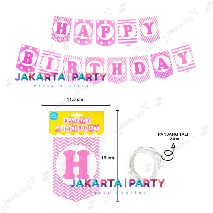Jual Banner HBD Motif / Bunting Flag Happy Birthday Motif / Banner Flag ...