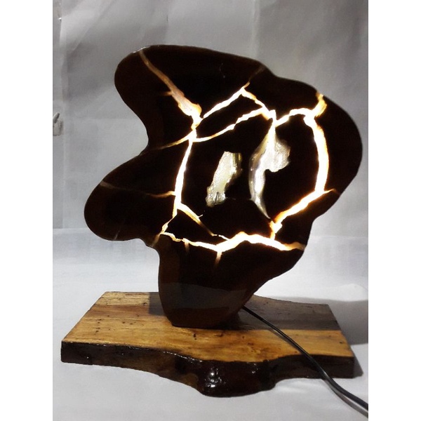 Jual Table Lamp Lampu Hias Meja Kayu Jati mix Epoxy Resin | Shopee ...