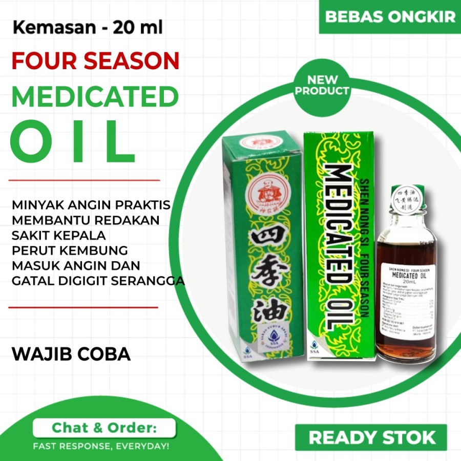 Jual FOUR SEASON MEDICATED OIL 20 ml - Minyak angin | Shopee Indonesia