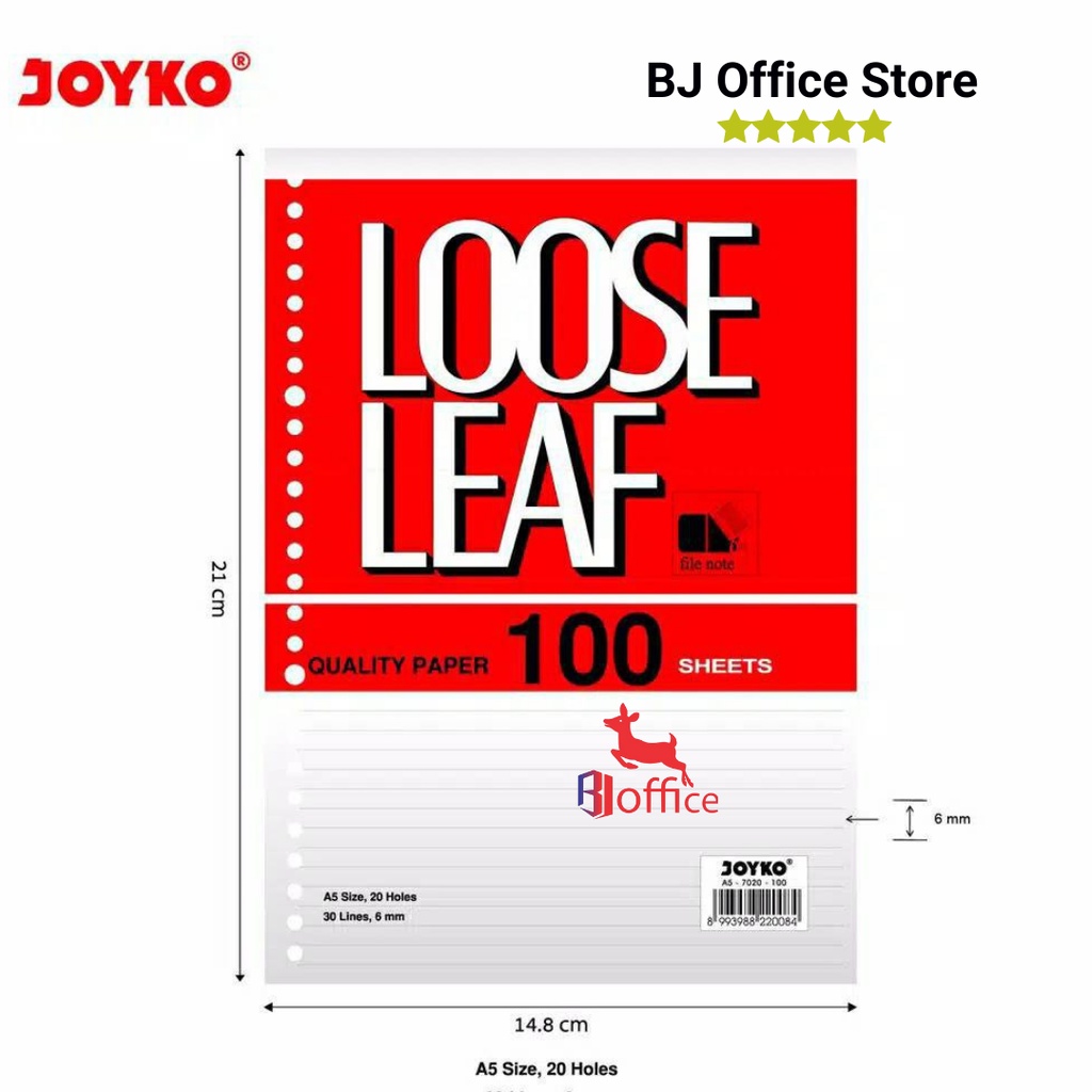 Jual Joyko Loose Leaf A5 Isi 100 Lembar - Isi Binder Garis A5 | Shopee Indonesia
