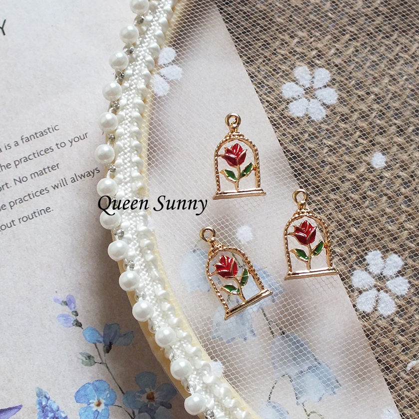 Jual Charm Enamel Bunga Mawar Rose Korean Charm Pendant Bandul Manik ...