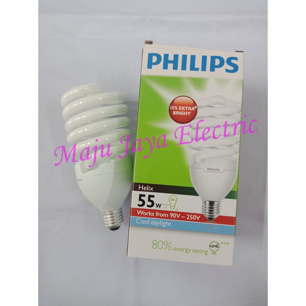 Jual Lampu Philips Helix Ulir Spiral 55 W Watt 55w 55Watt Putih Cool Daylight | Shopee Indonesia
