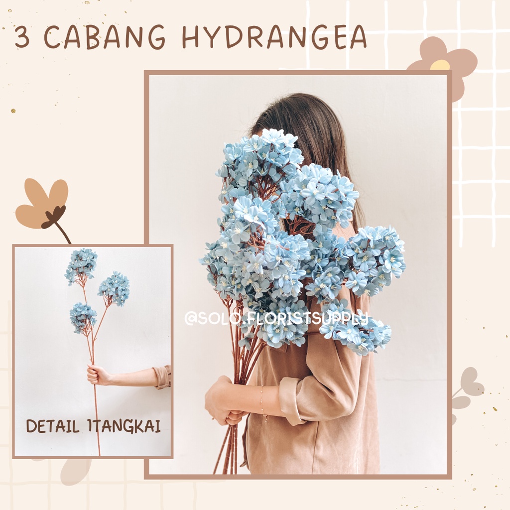 Jual 3 cabang Bunga artificial hydrangea bunga hidrangea Hortensia ...