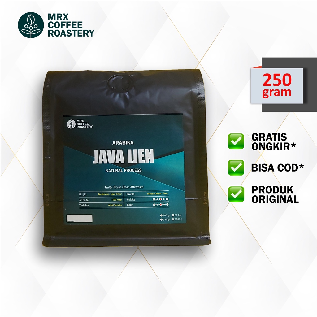 Jual MRX Kopi Arabika Java Ijen Natural, Medium Roast, Biji/Bubuk - 250 ...