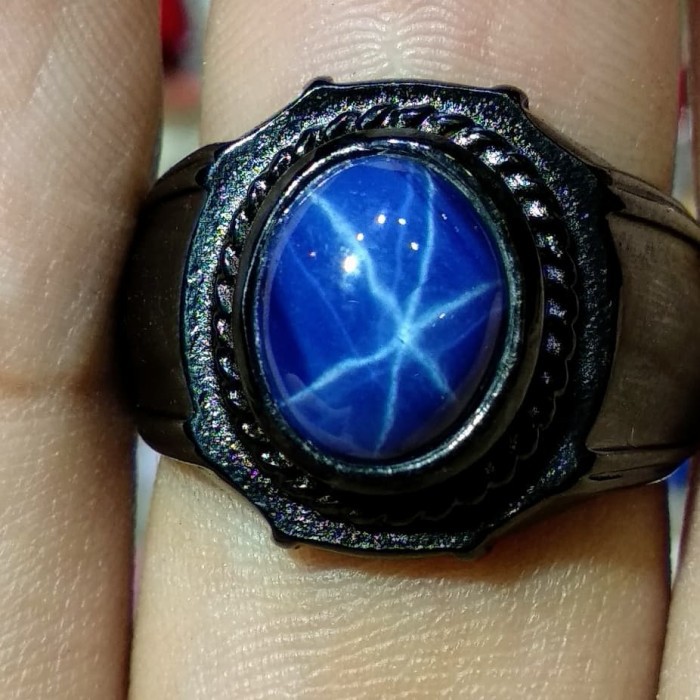 Jual Cincin batu akik blue safir star | Shopee Indonesia
