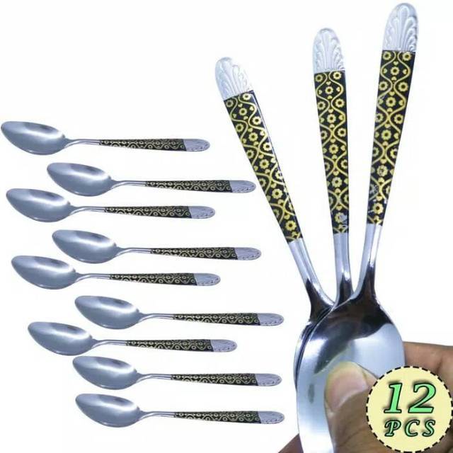 Jual Sendok makan stainless motif batik / sendok polos / sendok wayang ...