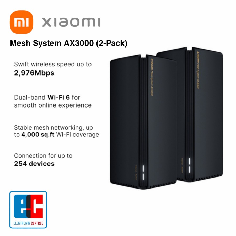 Jual Xiaomi Router WiFi 6 Mesh System AX3000 (2-Pack) - Router AX3000 ...