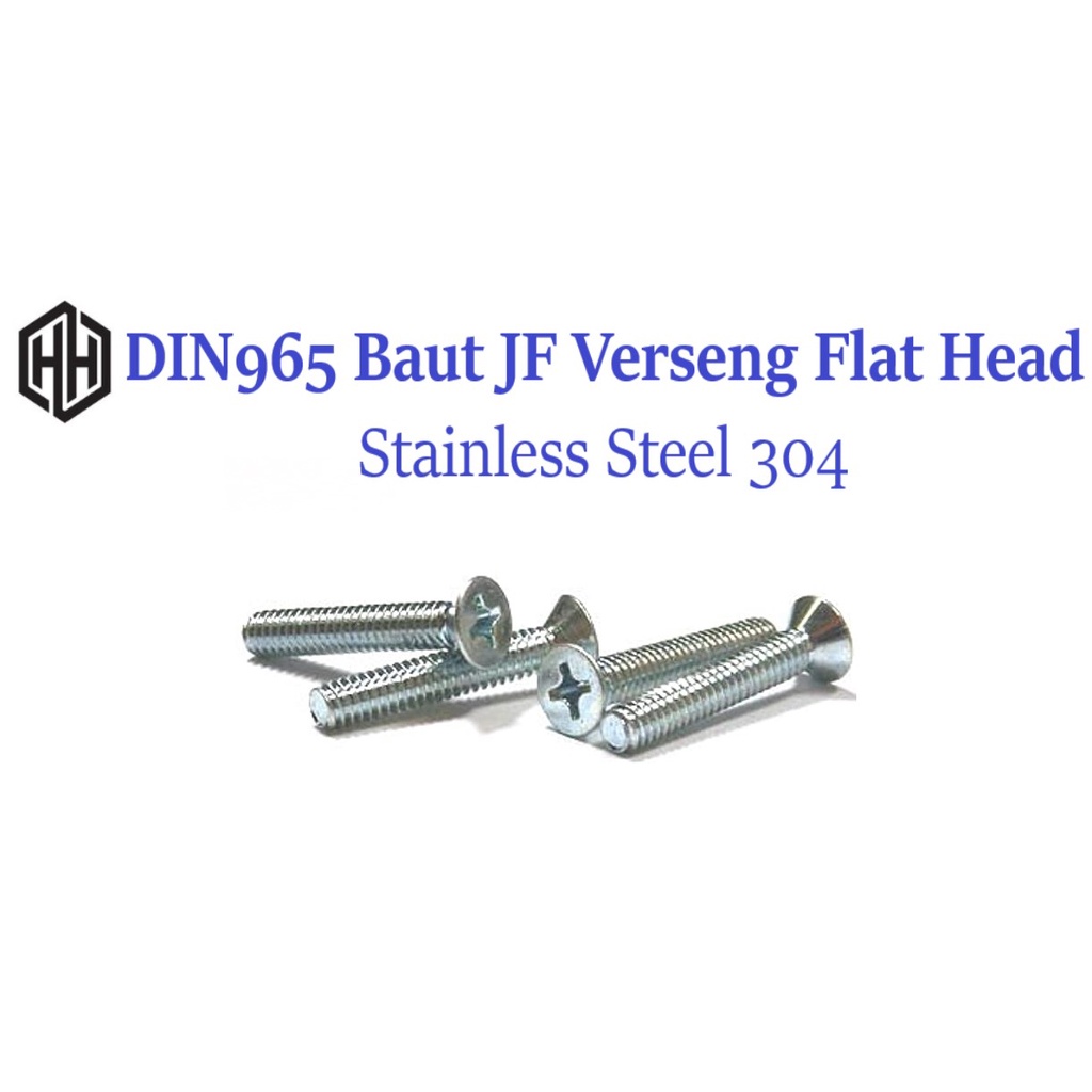 Jual Baut JF M5 x 15 DIN965 Verseng Flat Head Stainless Steel JF515 ...
