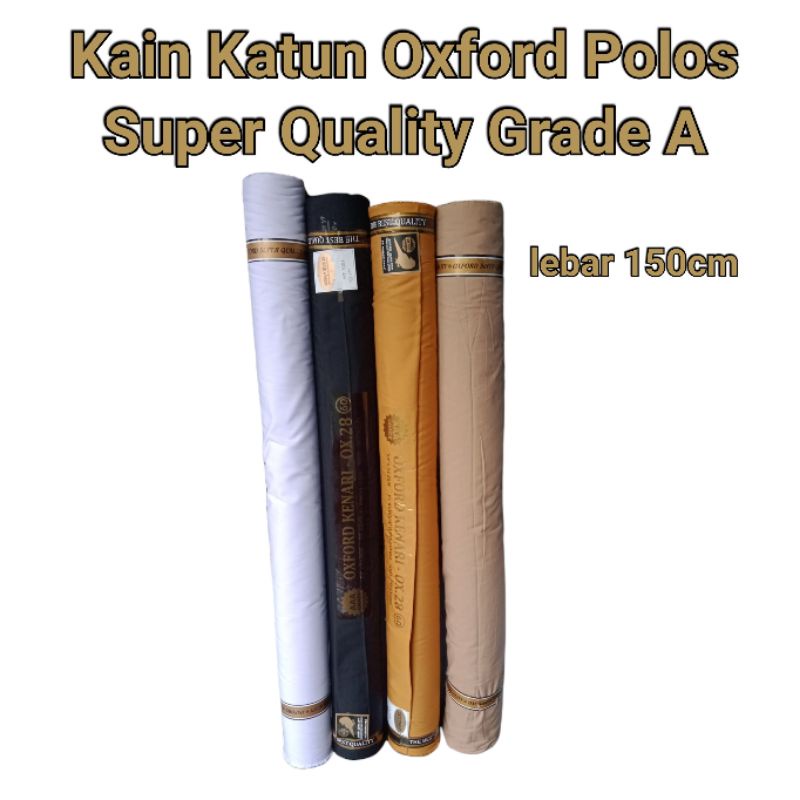 Jual Bahan Kain Katun Oxford Polos Lebar 150cm Super Quality Grade A kain seragam sekolah masker ...