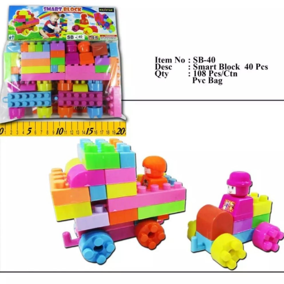 Jual Mainan blok susun bentuk mobil / balok susun kereta isi 40pcs ...