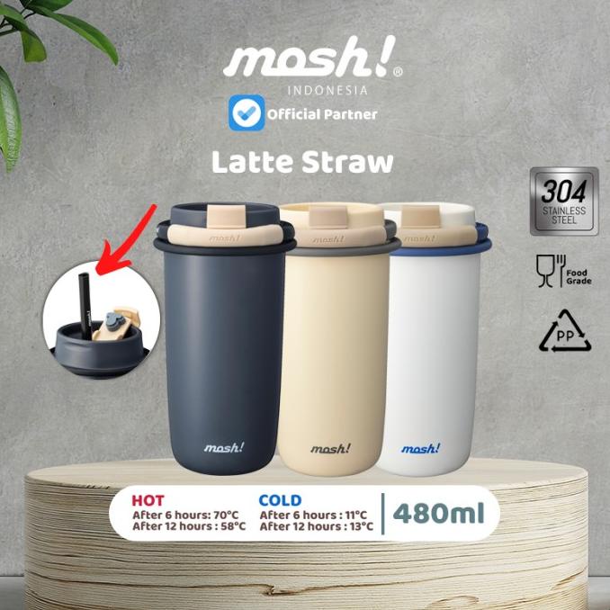 Jual Mosh Straw Latte Tumbler 480ML - Botol Minum Stainless Steel ...
