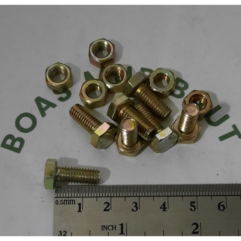 Jual baut mur 6x15 / bm 6x15 / baut kuning m6 / baut 1.5cm / boasmurbaut | Shopee Indonesia