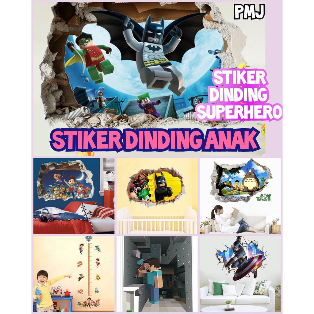 Jual HS - STICKER DINDING SUPERHERO KARTUN ANAK-ANAK STIKER DINDING ...