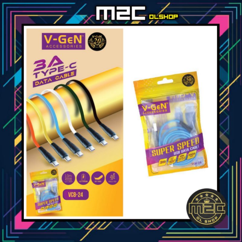 Jual Kabel Data USB Type C V-GeN VCB-24 Fast Charging 3A Kabel Gepeng 1 ...