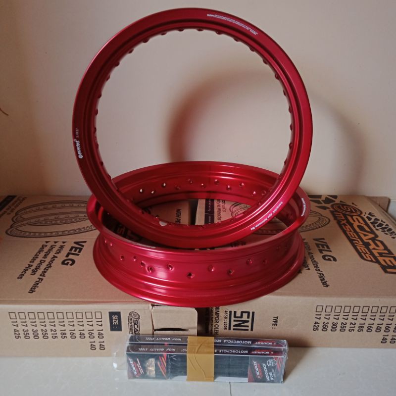Jual velg scarlet MT SERIES ukuran 300/350 merah candy bonus jari jari ...